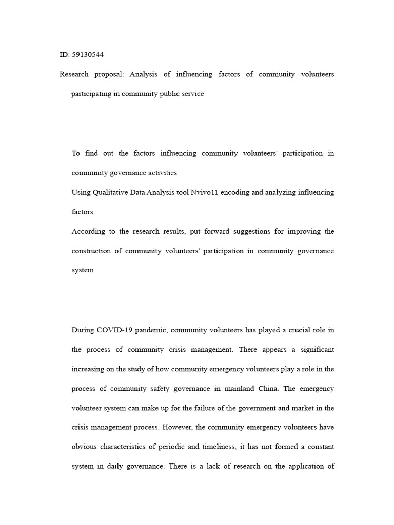 LIU JiuYi Reaearch Proposal | PDF | Community | Governance