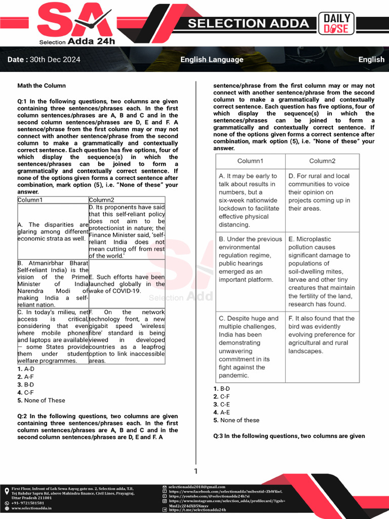 English Language - English - 30th Dec 2024 | PDF