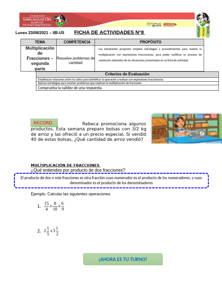 Multiplicación de Fracciones | PDF | Multiplicación
