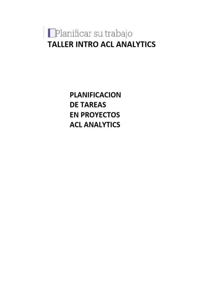 Planificación Proyectos ACL Analytics | PDF