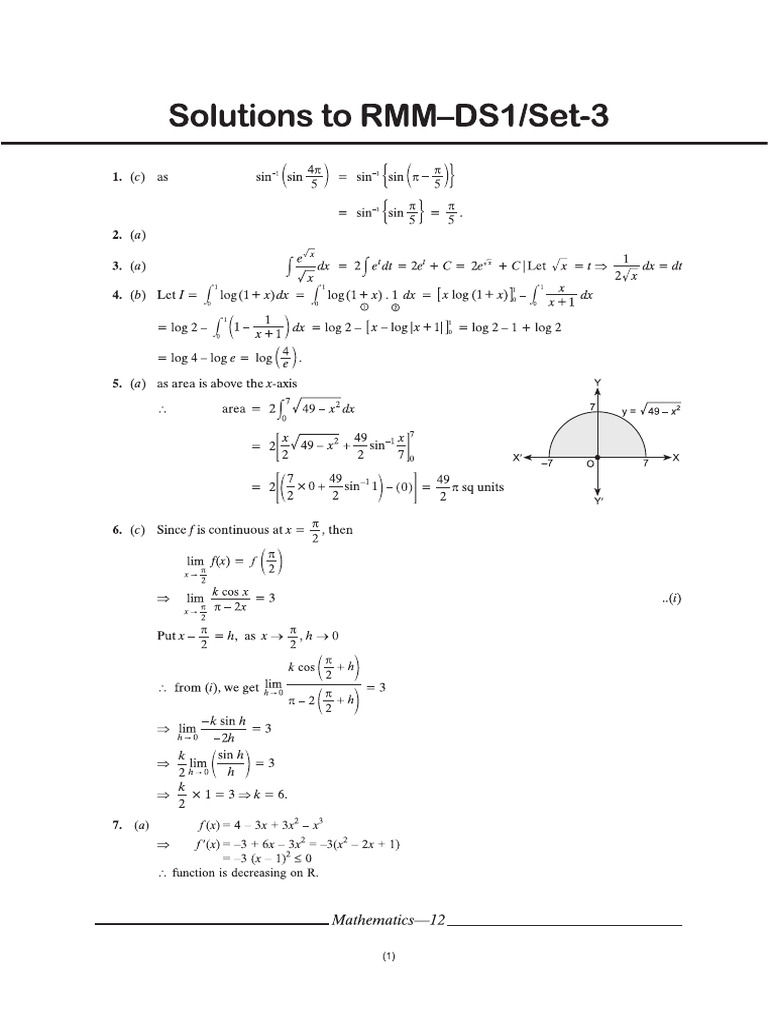 Maths-12-DS1 - Set 3 | PDF