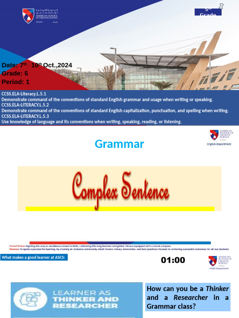 5th Grade Grammar: Complex Sentences | PDF | Sentence (Linguistics ...
