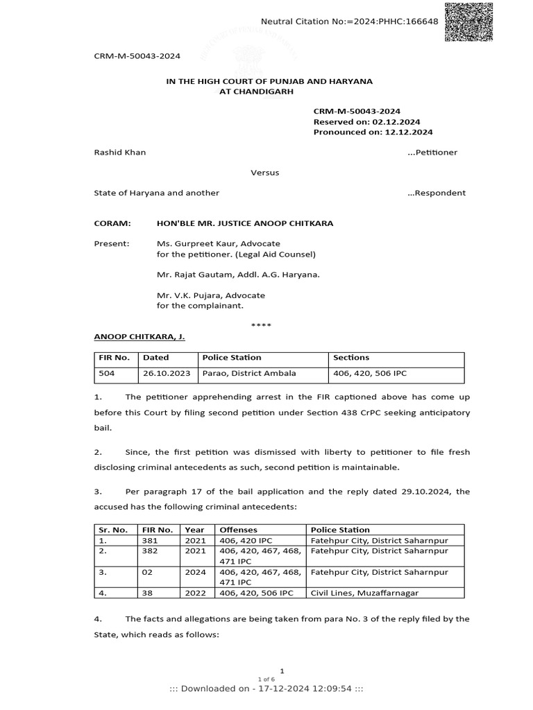 CRM-M 50043 2024 12 12 2024 Final Order | PDF | Public Law | Crimes