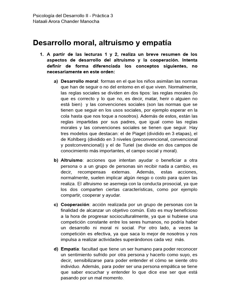 Desarrollo Moral y Empatía Infantil | PDF | Altruismo | Moralidad
