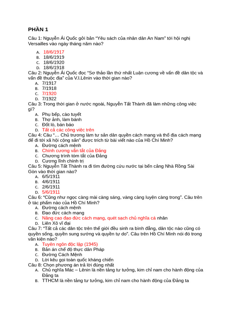 [123doc] 1000 Cau Hoi Trac Nghiem Tu Tuong Ho Chi Minh | PDF