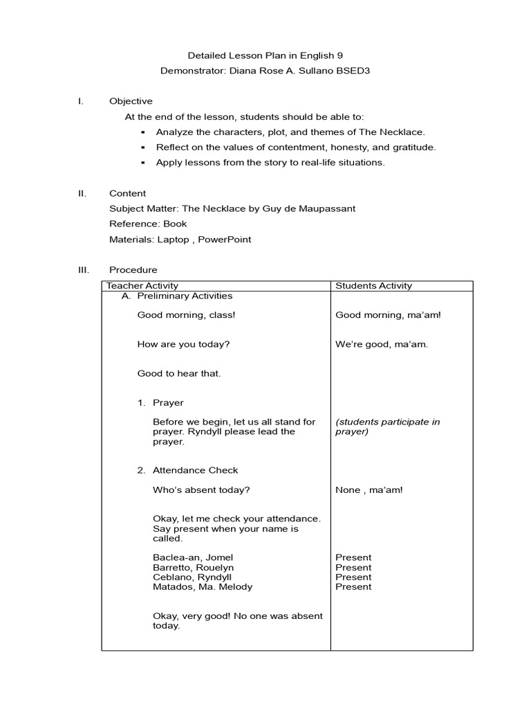 Detailed Lesson Plan in English 9999 (4) - 064204 | PDF