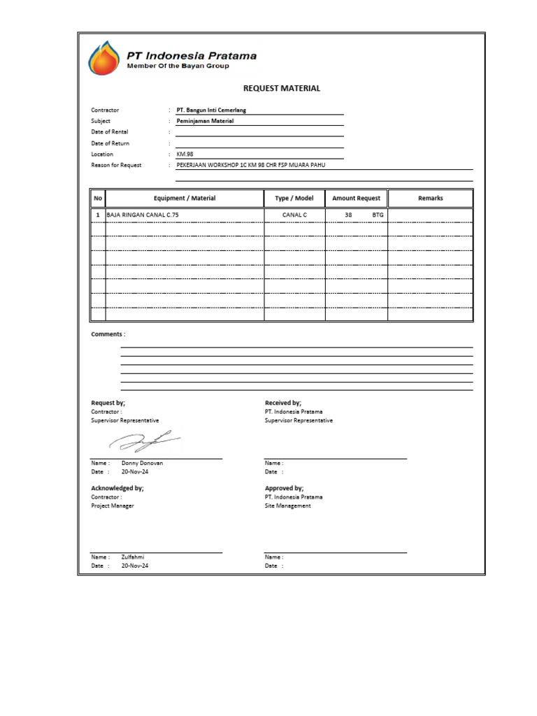 Form Request Peminjaman c.75 | PDF