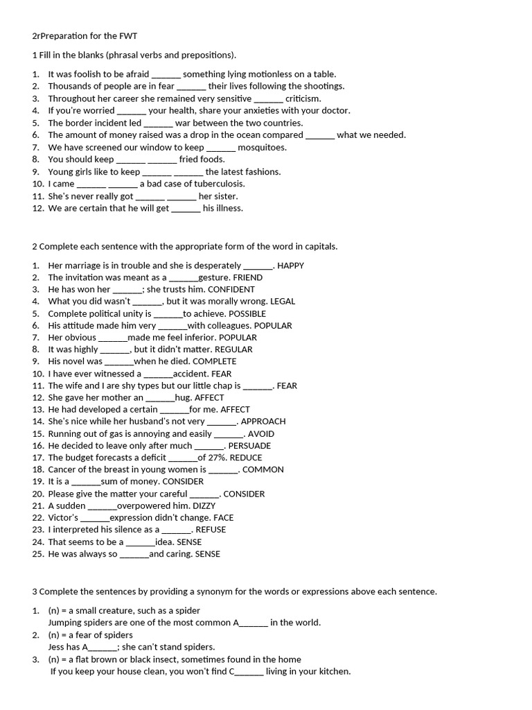 2rPreparation for the FWT | PDF