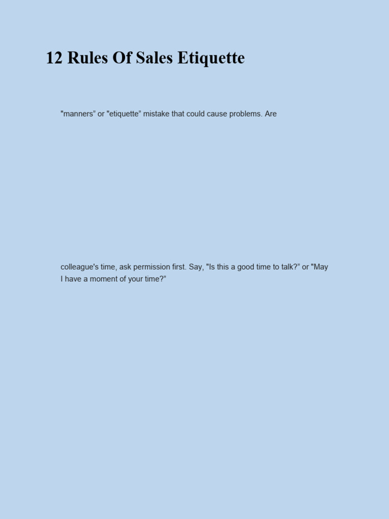 Essential Sales Etiquette Tips | PDF | Etiquette