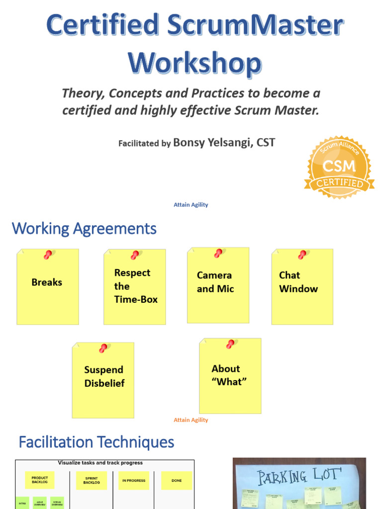 CSM Deck - W Drawings - Attain Agility | PDF | Scrum (Software ...