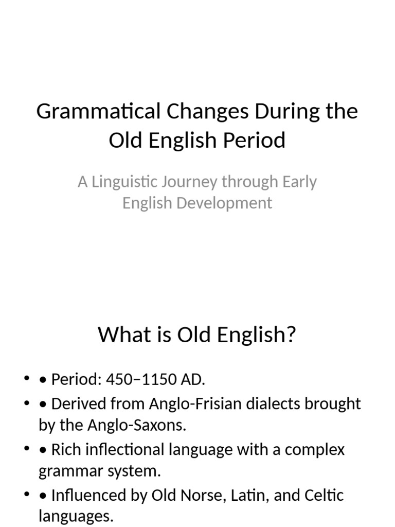 Grammatical Changes in Old English | PDF | Grammatical Gender | English ...