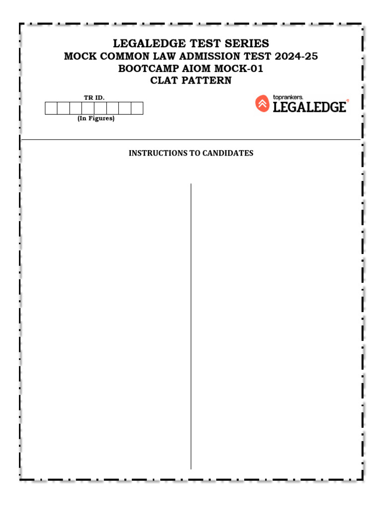 Bootcamp Mock 01 Question Paper (CLAT Pattern) 6199075 | PDF | Chaos ...