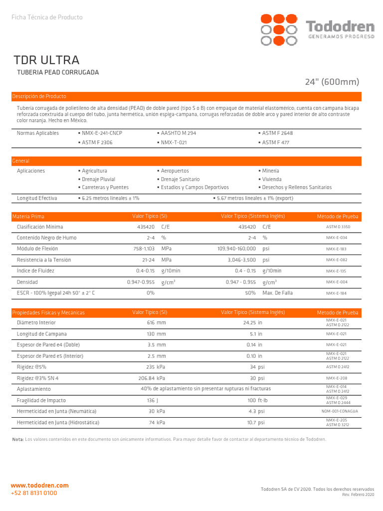 FT TDR Ultra 24 | PDF | Materiales | Ingeniería de Edificación