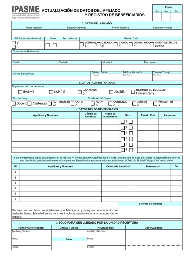 PLANILLA IPASME | PDF | Documento de identidad