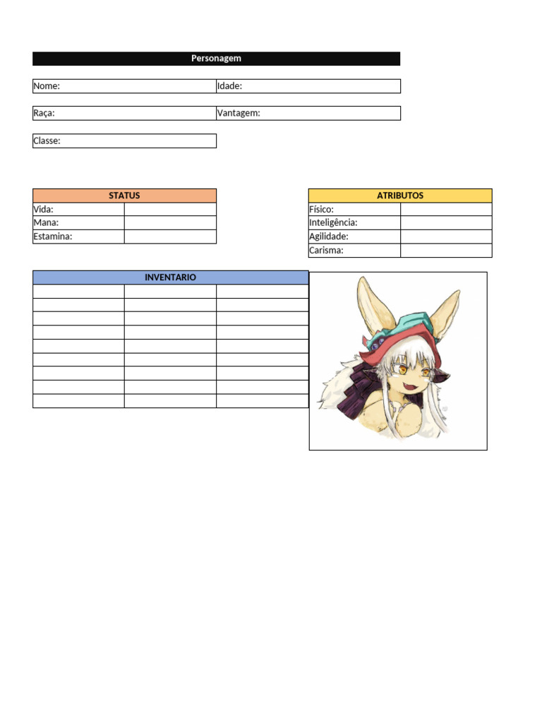 Made in Abyss RPG Ficha Exemplo | PDF