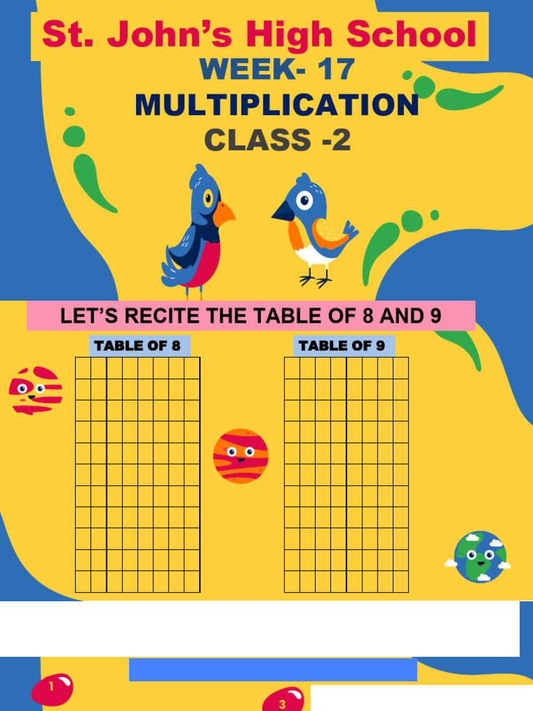 Class 2 Multiplication Tables 8 & 9 | PDF | Multiplication | Mathematics
