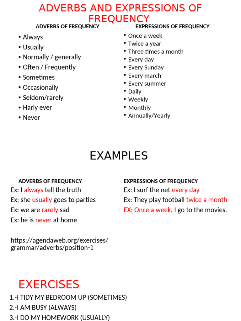 Adverbs and Expressions of Frequency in Present | PDF