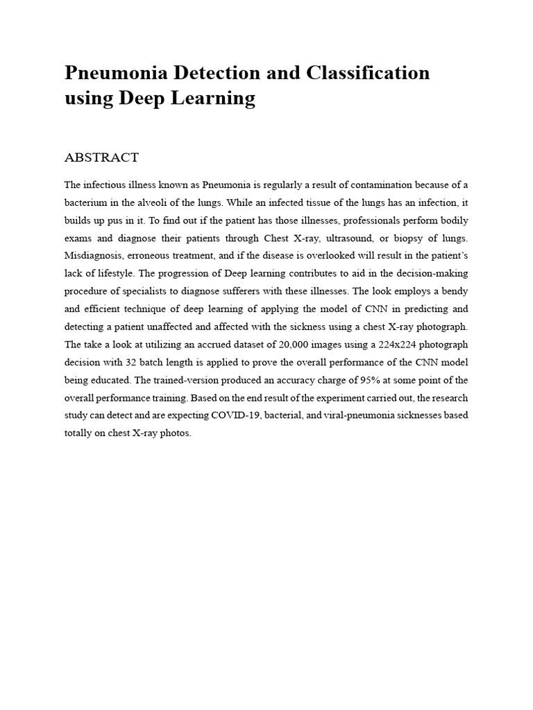 Pneumonia Detection and Classification using Deep Learning abstract | PDF Pneumonia Detection and Classification using Deep Learning abstract | PDF