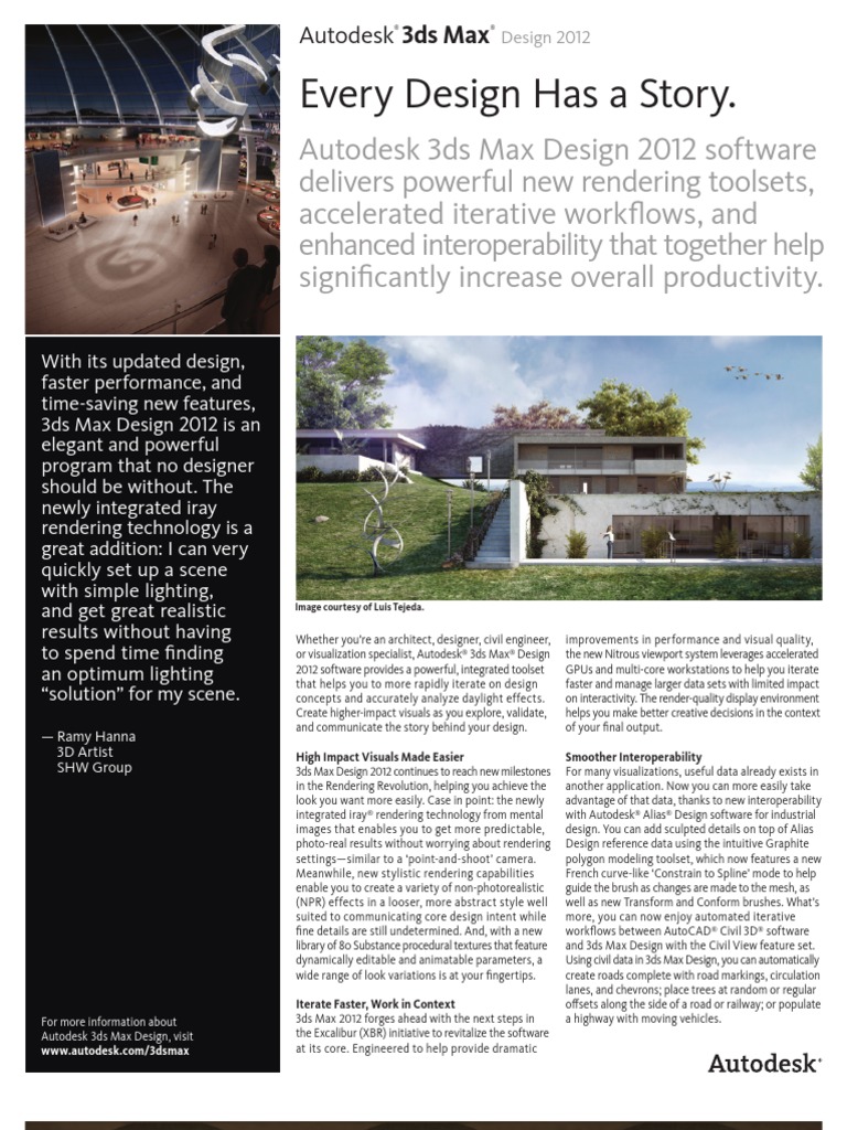 3ds Max Design 2012 Whats New Brochure Us | PDF | Autodesk | Rendering (Computer Graphics)
