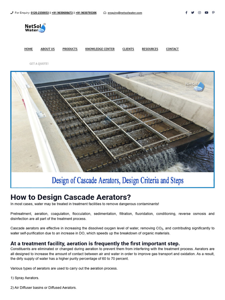How To Design Cascade Aerators - Netsol Water | PDF | Water | Water Purification