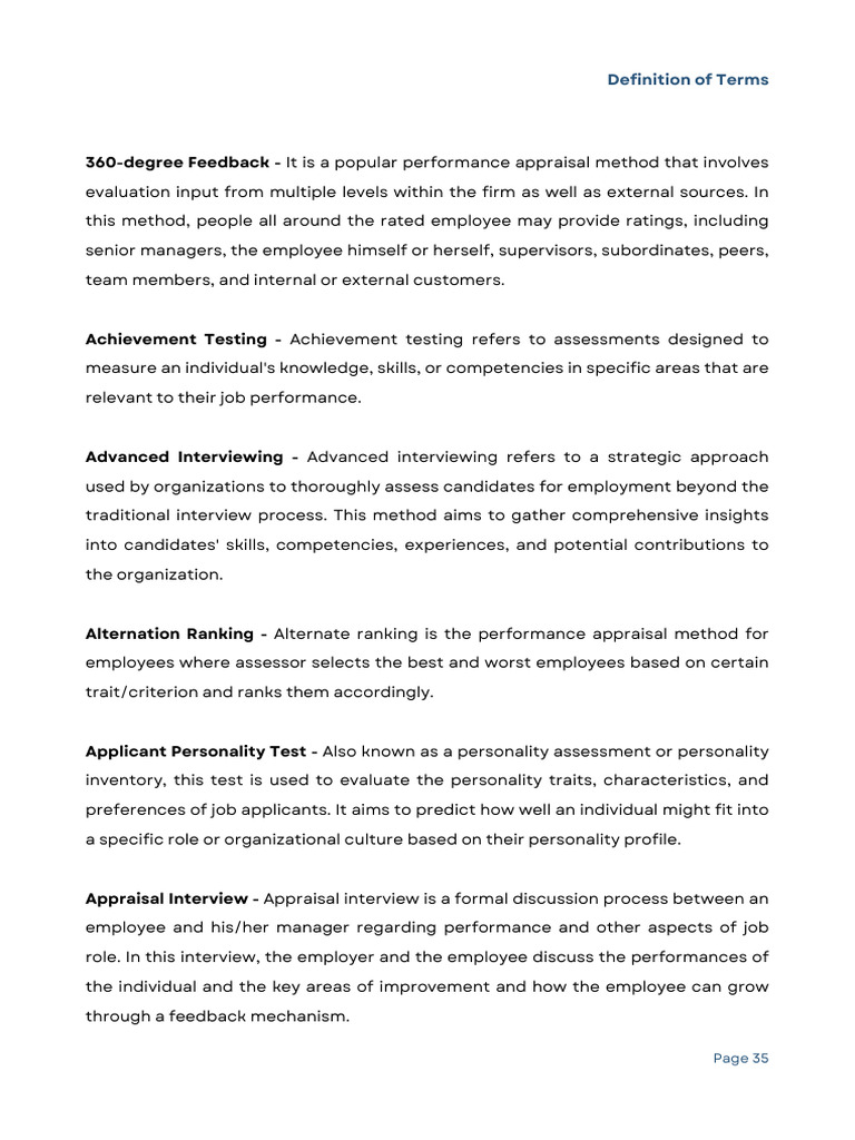 Key HR Terms and Definitions Guide | PDF | Performance Appraisal ...