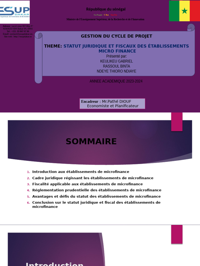 TD Gestion Cycle de Projet | PDF | La microfinance | Argent
