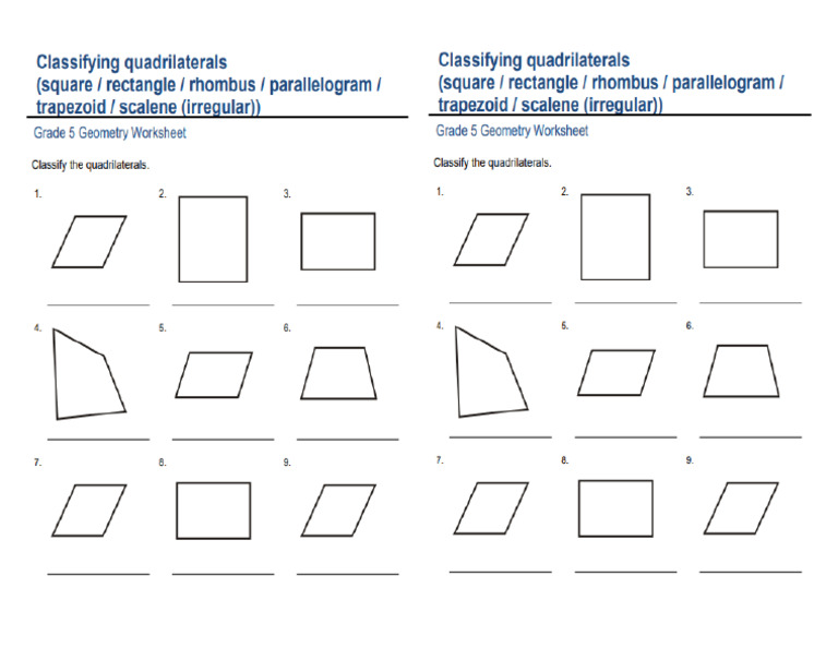 Classifying Quadrilaterals Worksheet | PDF