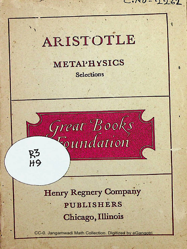 Aristotle Metaphysics English 1949 - Henry Regnery Company, Chicago | PDF