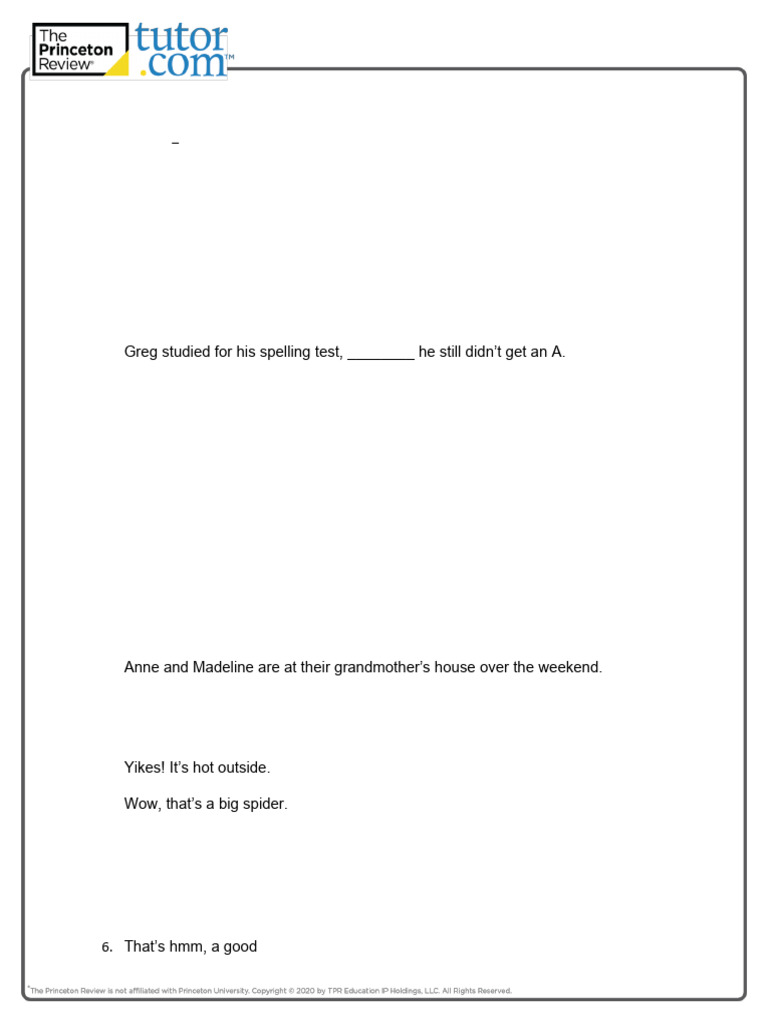 Conjunctions, Prepositions, Interjections Worksheet | PDF