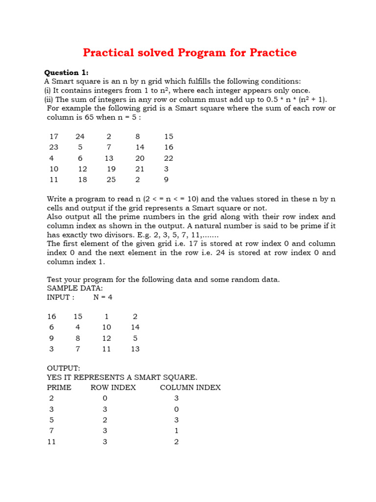 Important Practical Prog 2024-25 | PDF | Matrix (Mathematics) | Computer Program