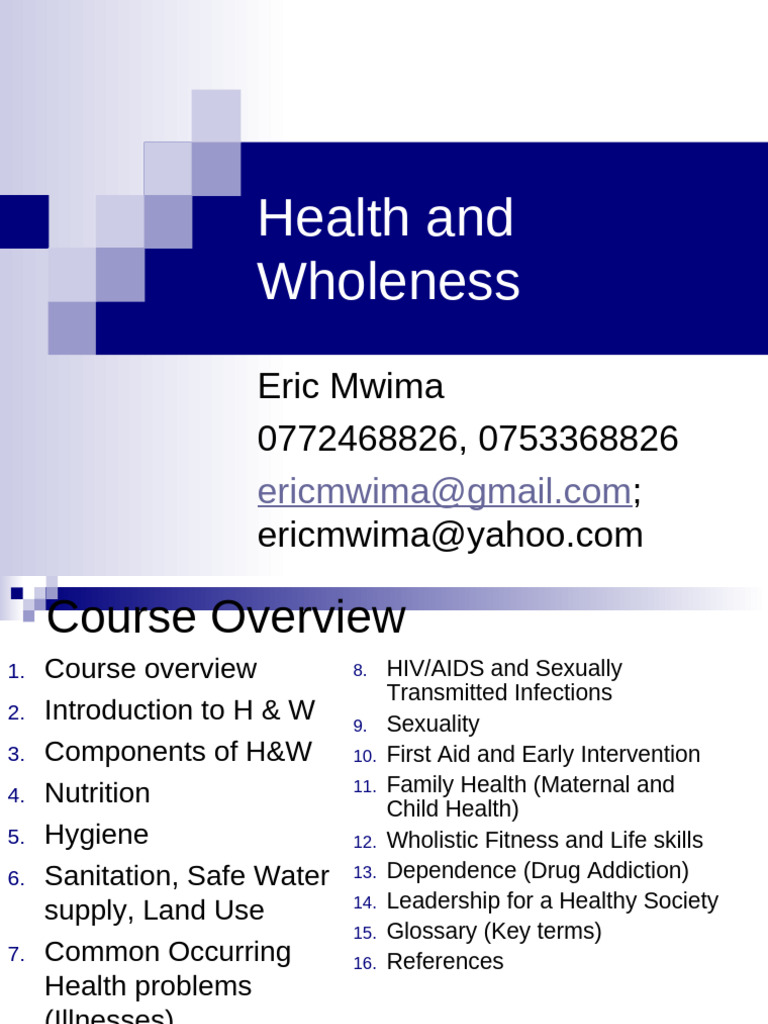 Health and Wholeness Course Overview | PDF | Id | Human Body