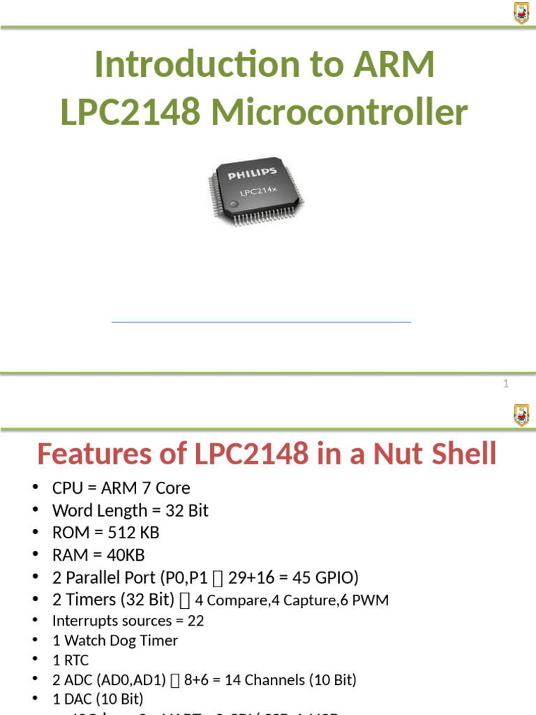 1 Introduction To Lpc2148 | PDF | Microcontroller | Manufactured Goods