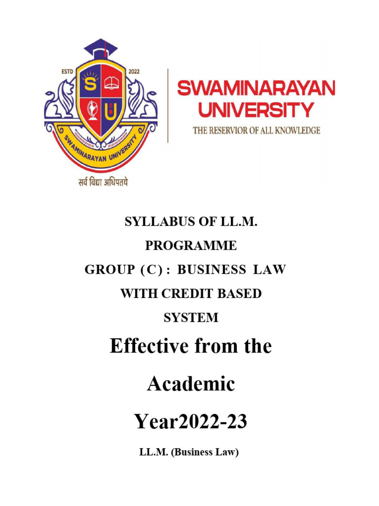 Business Law Sem1 Syllabus | PDF | Jurisprudence | International Law