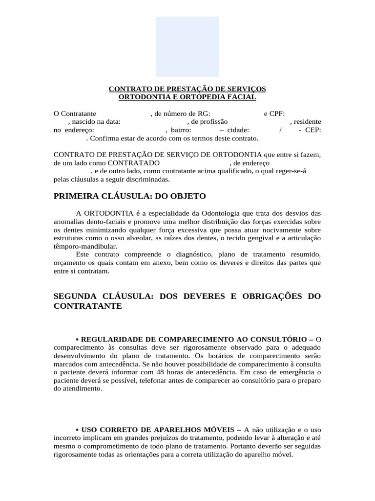 Contrato de Ortodontia Invisalign | PDF | Odontologia | Ortodontia