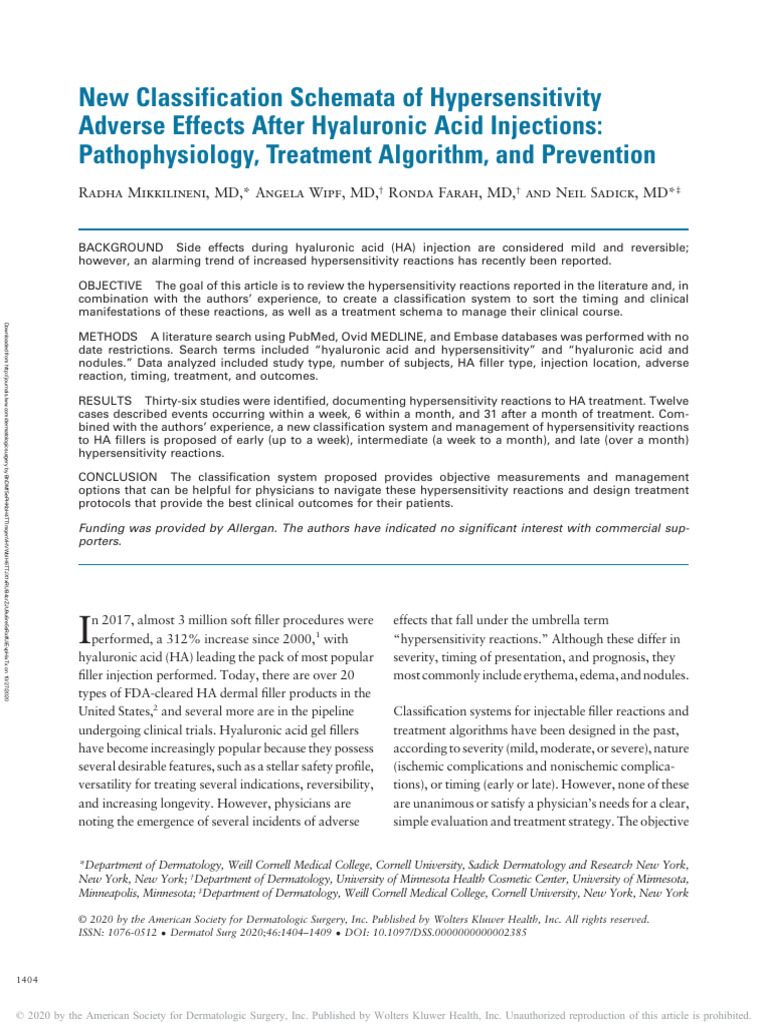 New Classification Schemata of Hypersensitivity Adverse Effects After ...