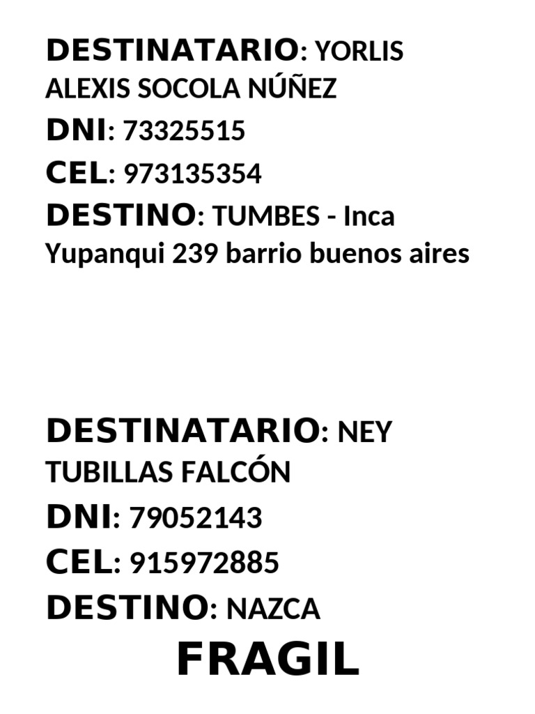 Rotulo de Envios | PDF