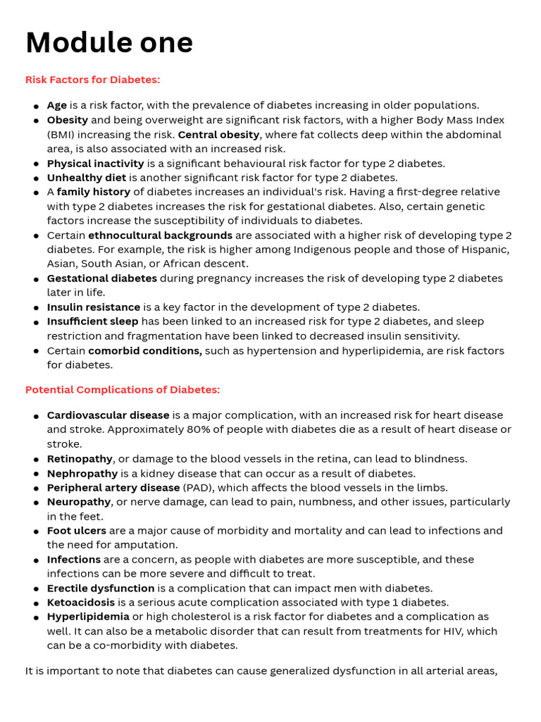 Module one | PDF | Diabetes | Hyperglycemia