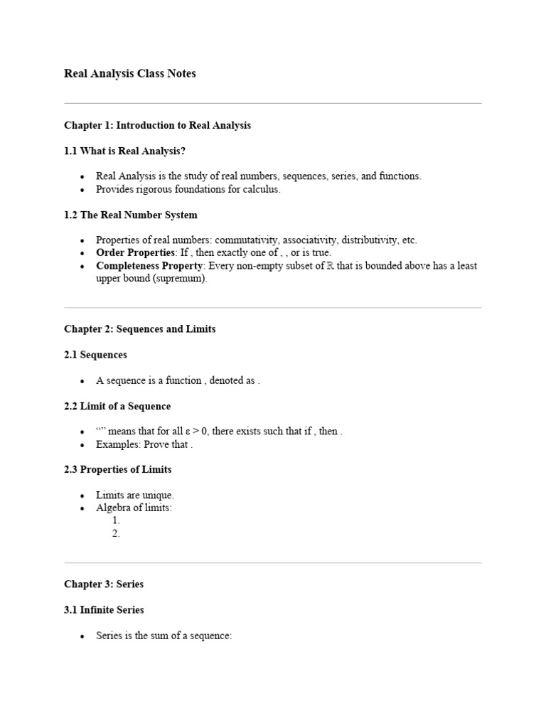 Class Notes - Real Analysis UChicago | PDF