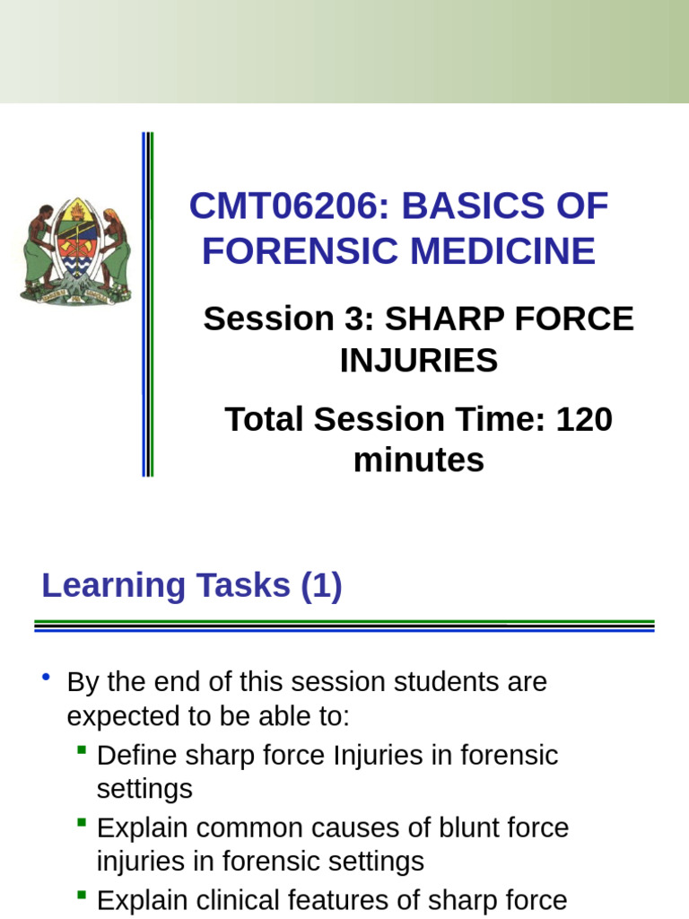 3.0 Sharp Force Injuries | PDF | Wound | Clinical Medicine