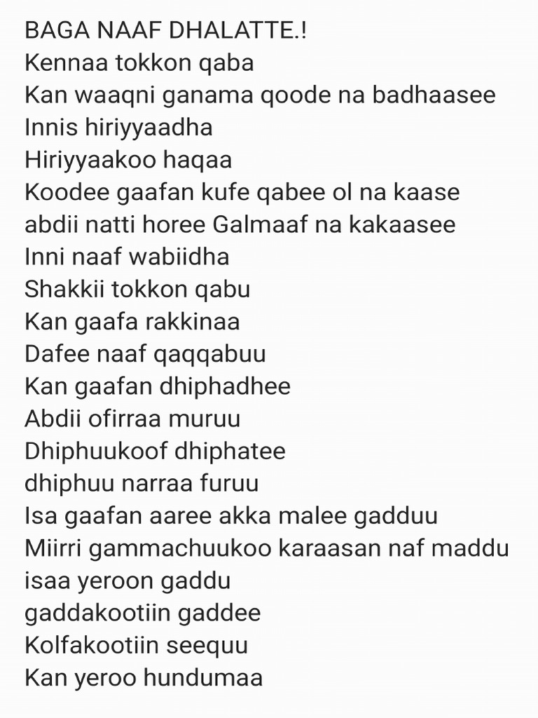 Baga Naaf Dhalatte | PDF