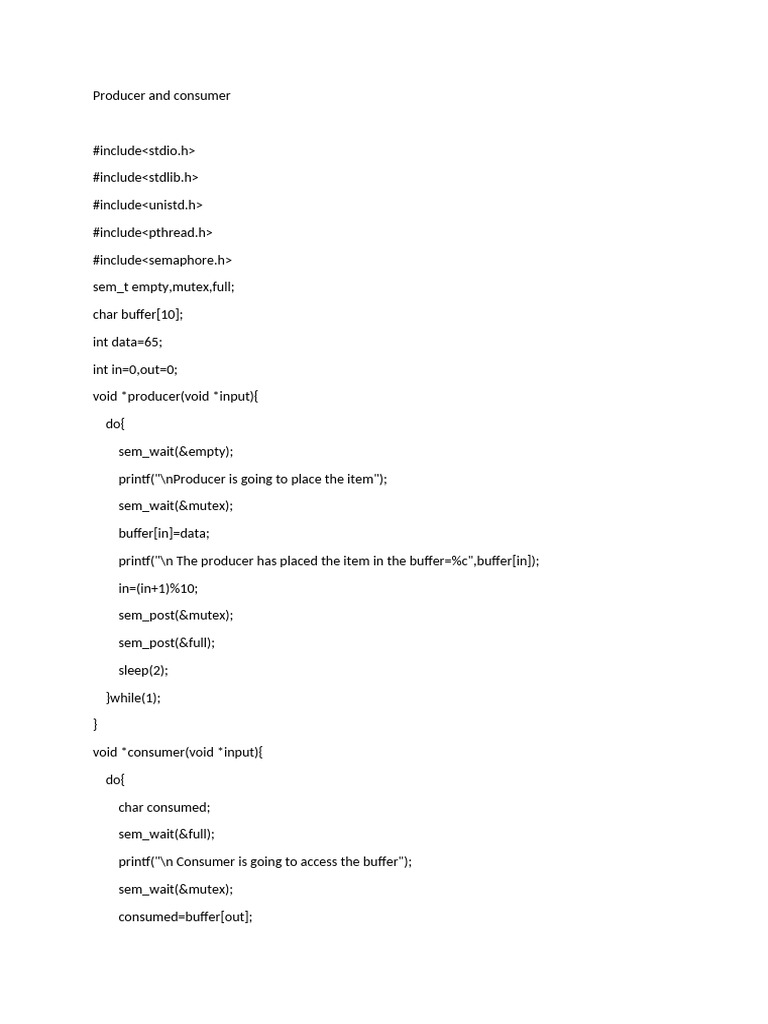 Producer-Consumer and Synchronization Examples | PDF | Software ...