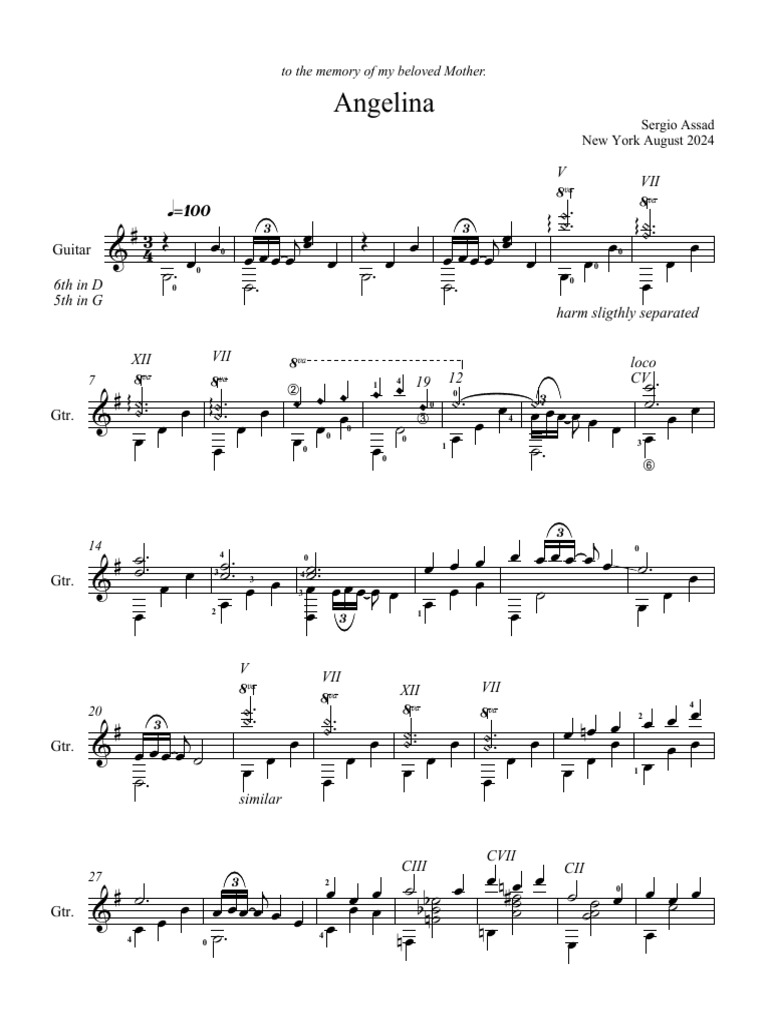 Angelina by Sergio Assad | PDF | Graphèmes | Phonétique