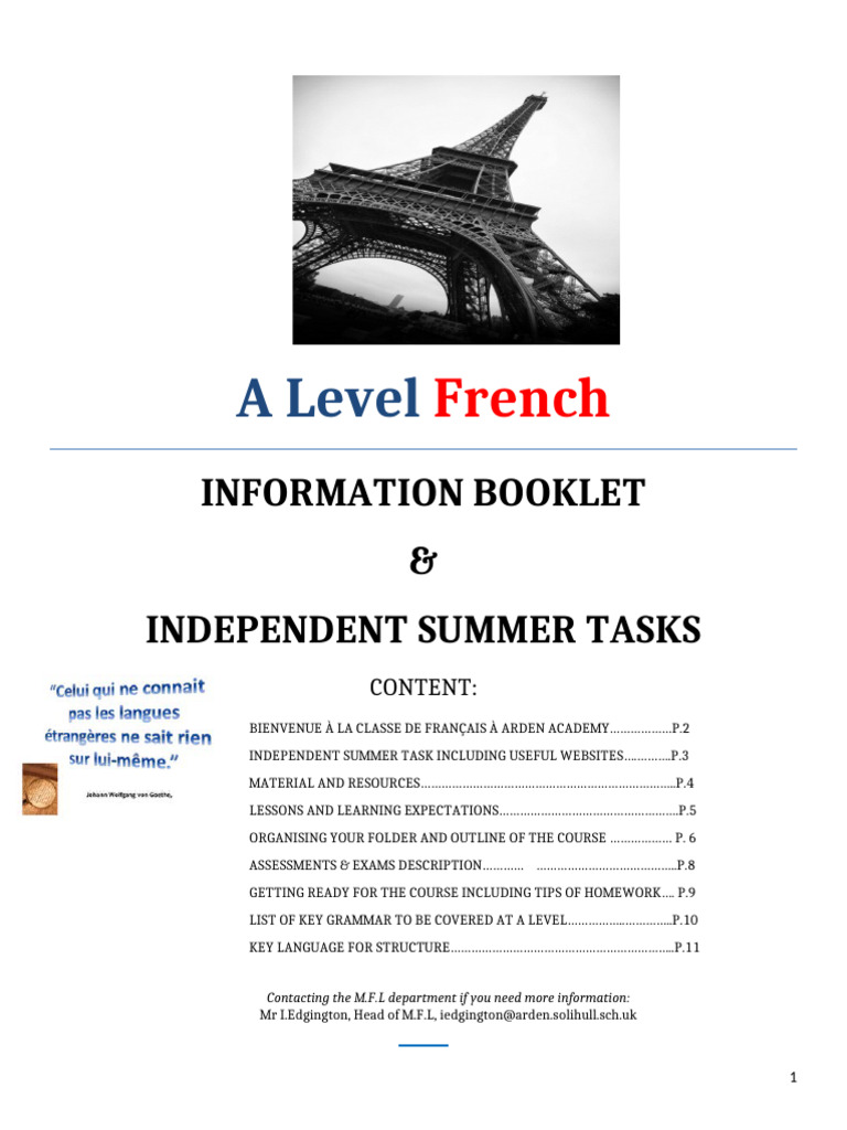 A-Level-French-booklet-independent-summer-tasks-June-2019- | PDF ...