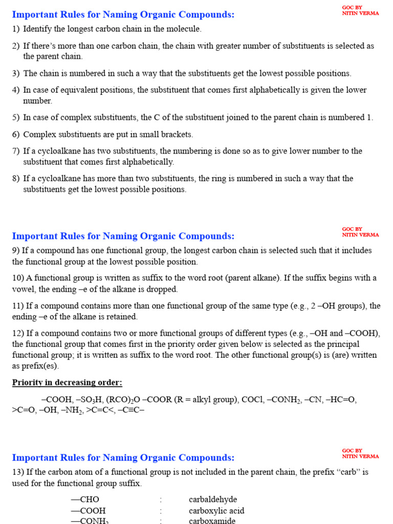 Basics of Nomenclature of Organic Compounds | PDF | Functional Group ...