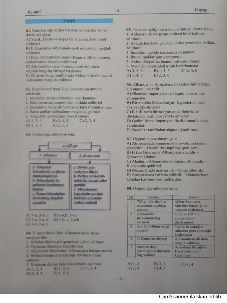 LL Qrup XI Sinif Tarix-Sənan Qurbanov | PDF