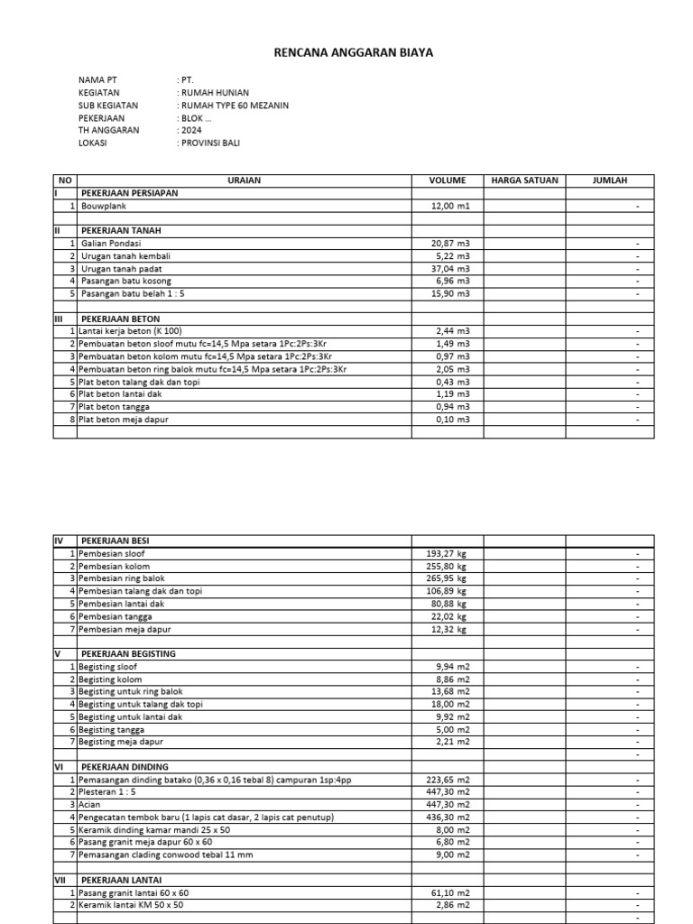 Rumah Type 60 Mezanin Rab Kosong 2024 | PDF