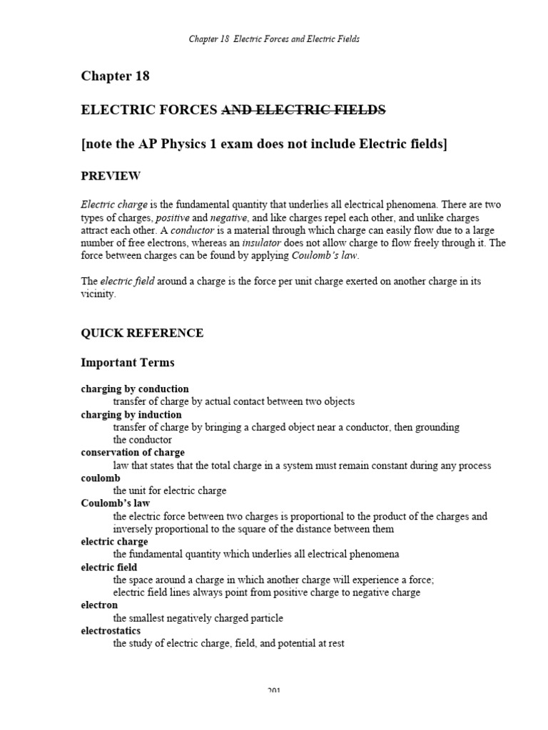 Cutnell Johnson Chapter 18 Electric Forces 2 | PDF | Electric Charge | Electric Field