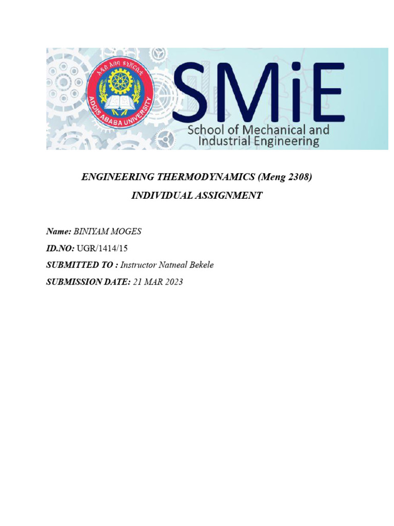 Thermodynamics Individual Asignment 1 | PDF
