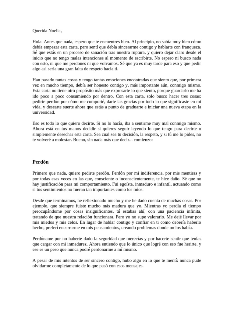 Carta de Disculpas | PDF | Amor | Felicidad