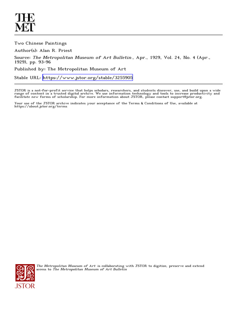 Priest TwoChinesePaintings 1929 | PDF